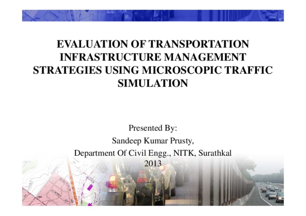 (PDF) Evaluation of Transportation Infrastructure Management Strategies Using Microscopic ...