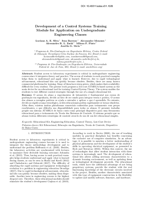 (PDF) Development of a Control Systems Training Module for Application ...