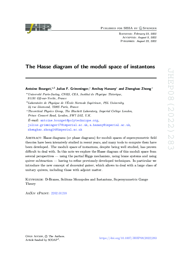 (PDF) The Hasse diagram of the moduli space of instantons
