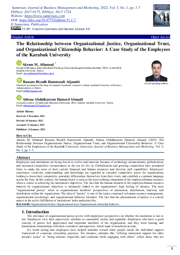 (PDF) The Relationship between Organizational Justice, Organizational Trust, and Organizational ...