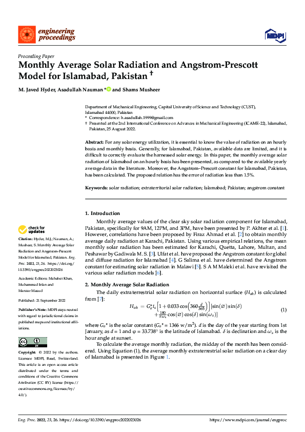 (PDF) Monthly Average Solar Radiation and Angstrom-Prescott Model for ...