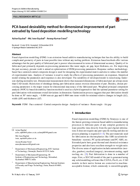 (PDF) PCA-based desirability method for dimensional improvement of part extruded by fused ...