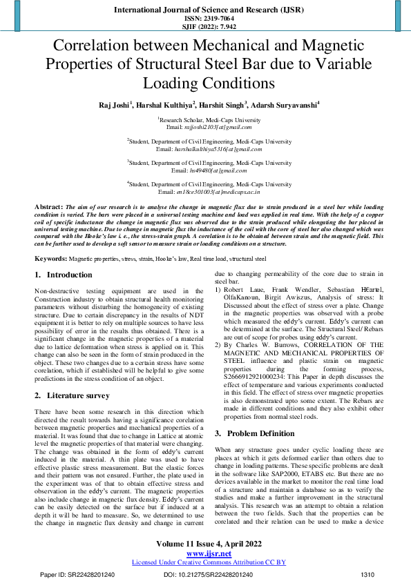 (PDF) Correlation between Mechanical and Magnetic Properties of Structural Steel Bar due to ...