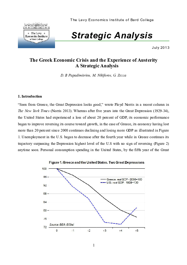 (PDF) The Greek Economic Crisis and the Experience of Austerity: A ...