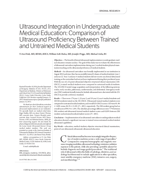 (PDF) Ultrasound Integration in Undergraduate Medical Education ...