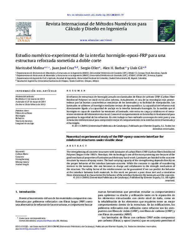 (PDF) Estudio numérico-experimental de la interfaz hormigón-epoxi-FRP ...