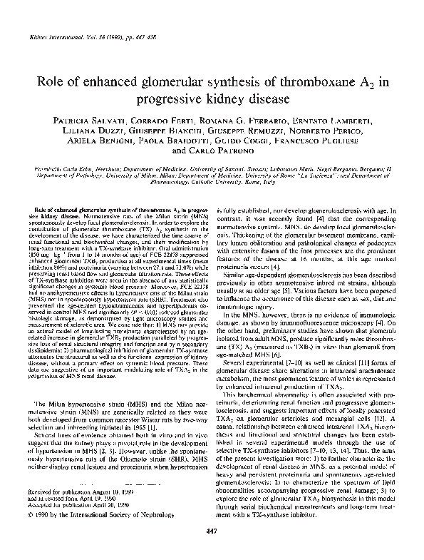 (PDF) Role of enhanced glomerular synthesis of thromboxane A2 in ...