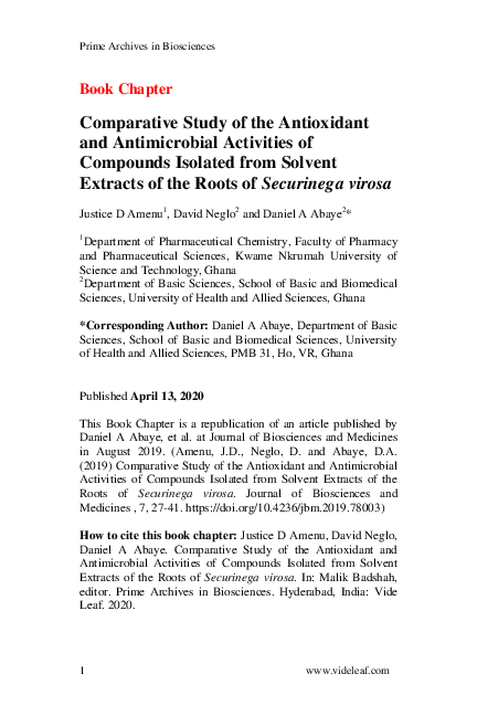 (PDF) Comparative Study of the Antioxidant and Antimicrobial Activities of Compounds Isolated ...