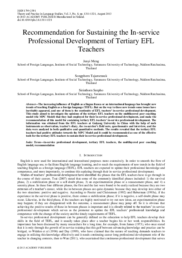 (PDF) Recommendation for Sustaining the In-service Professional ...