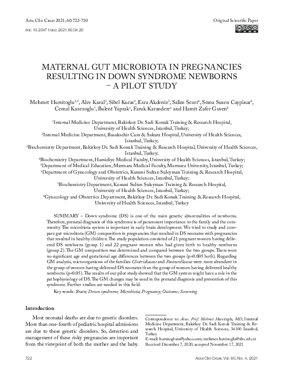 (PDF) Maternal Gut Microbiota in Pregnancies Resulting in Down Syndrome ...