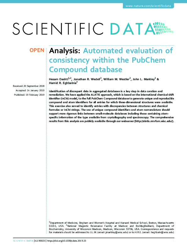(PDF) Automated evaluation of consistency within the PubChem Compound ...
