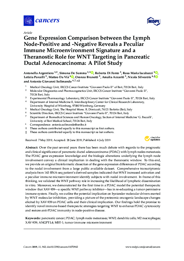(PDF) Immune Signature and WNT Targeting in PDAC with Lymph Node Metastasis