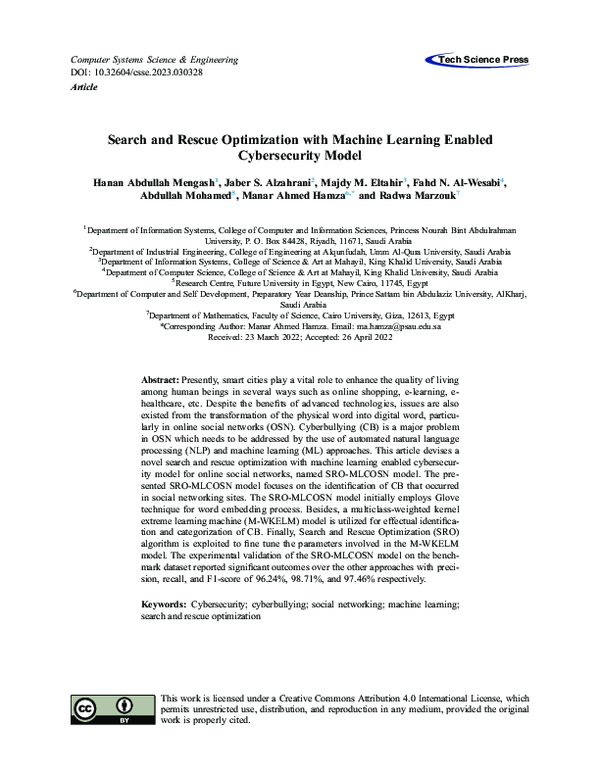 (PDF) Search and Rescue Optimization with Machine Learning Enabled Cybersecurity Model