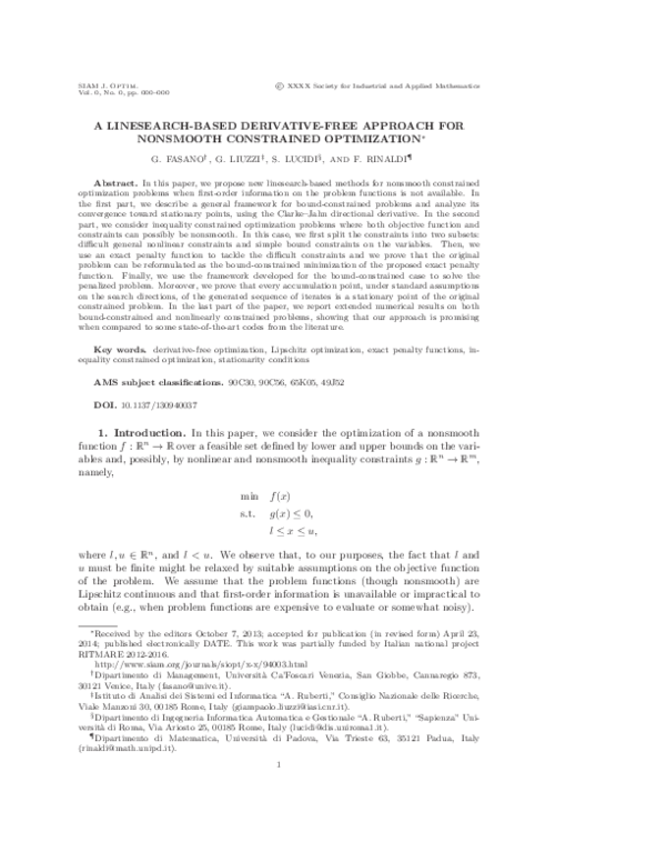 A Linesearch Based Derivative Free Approach For Nonsmooth Constrained Optimization