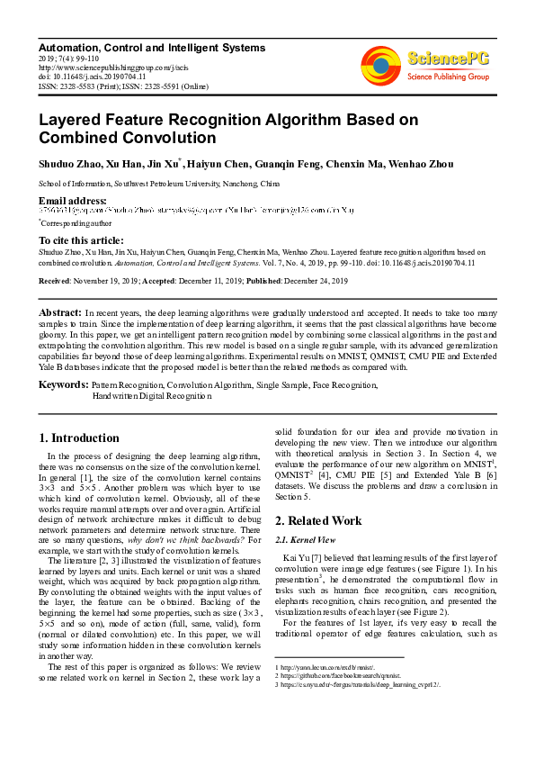 Pdf Layered Feature Recognition Algorithm Based On Combined Convolution
