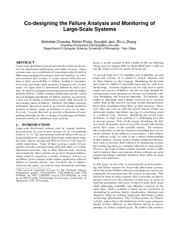 (PDF) Co-designing the failure analysis and monitoring of large-scale systems | Sourabh Jain S ...