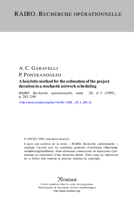 (PDF) A heuristic method for the estimation of the project duration in a stochastic network ...