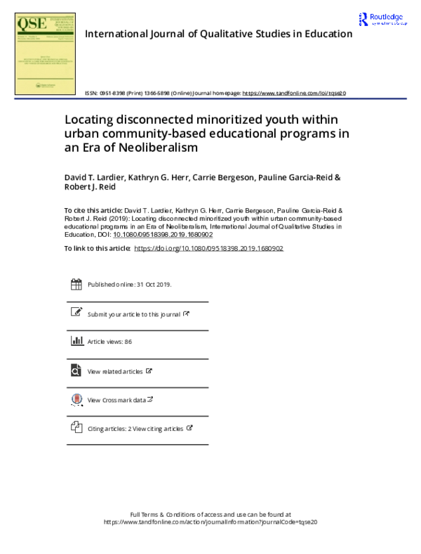 (PDF) Locating disconnected minoritized youth within urban community ...