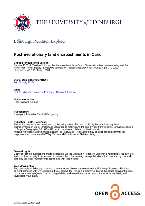 (PDF) Postrevolutionary land encroachments in Cairo: Rhizomatic urban ...