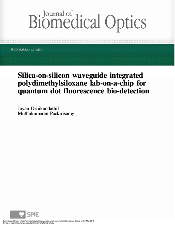 Silica-on-silicon waveguide integrated polydimethylsiloxane lab-on-a-chip for quantum dot ...