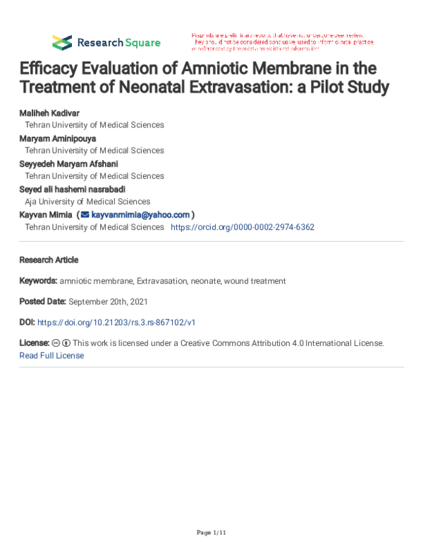(PDF) Efficacy Evaluation of Amniotic Membrane in the Treatment of ...