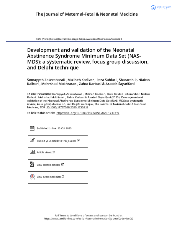 (PDF) Development and validation of the Neonatal Abstinence Syndrome ...