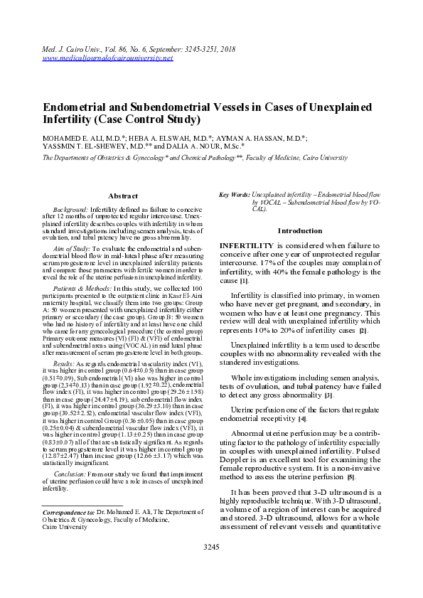 (PDF) Endometrial and Subendometrial Vessels in Cases of Unexplained ...