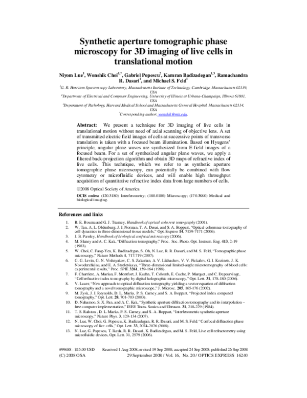 (PDF) 3180) Interferometry; (180.0180) Microscopy; (170.3880) Medical ...