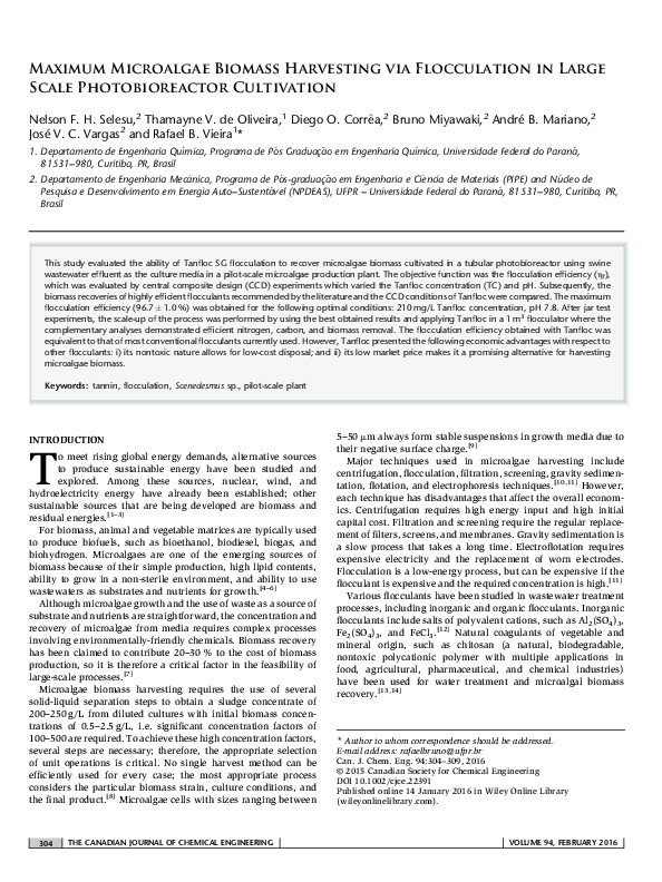 (PDF) Maximum microalgae biomass harvesting via flocculation in large scale photobioreactor ...