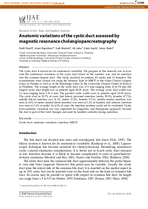 (PDF) Anatomic variations of the cystic duct assessed by magnetic ...