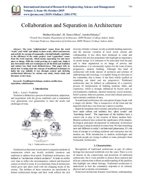 (PDF) Collaboration and Separation in Architecture