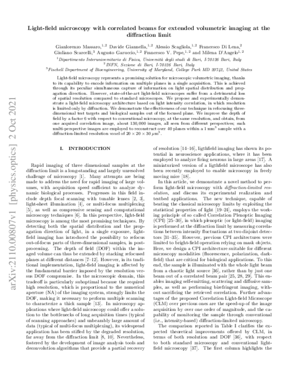 (PDF) Light-field microscopy with correlated beams for high resolution volumetric imaging