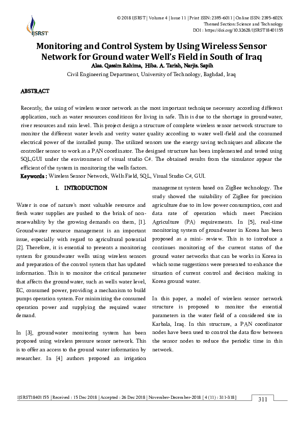 (PDF) Monitoring and Control System by Using Wireless Sensor Network for Ground water Well’s ...