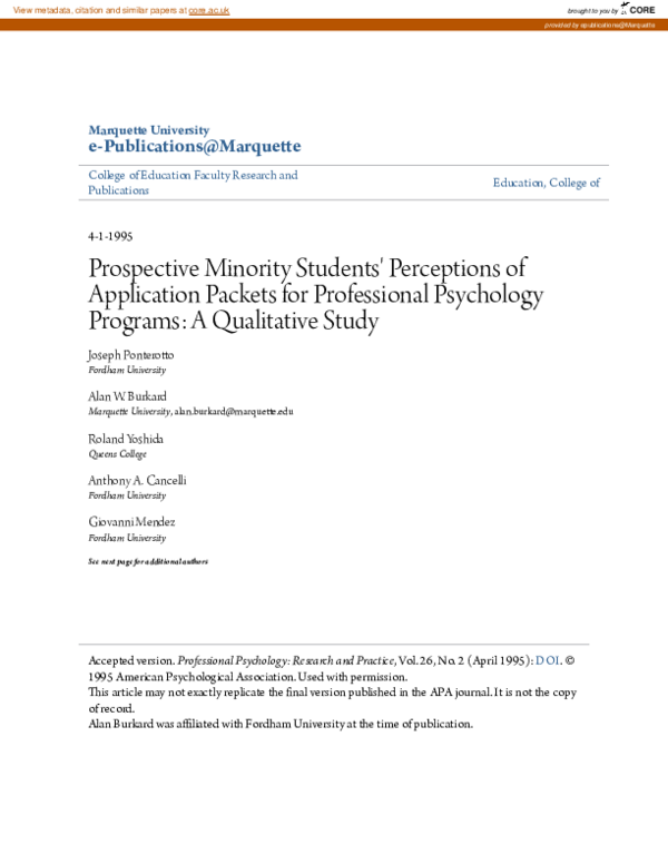 (PDF) Prospective Minority Students\u27 Perceptions of Application ...