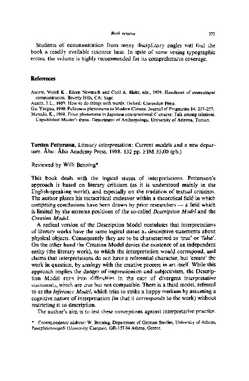 (PDF) Literary interpretation: Current models and a new departure