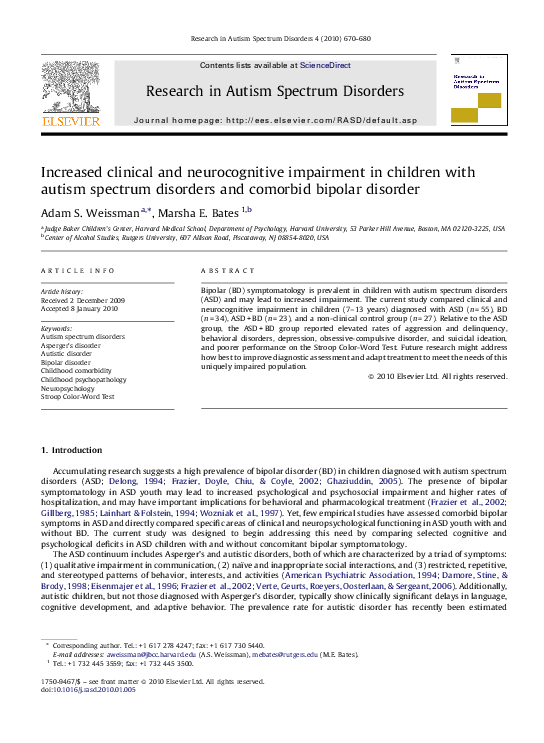 (PDF) Increased clinical and neurocognitive impairment in children with ...