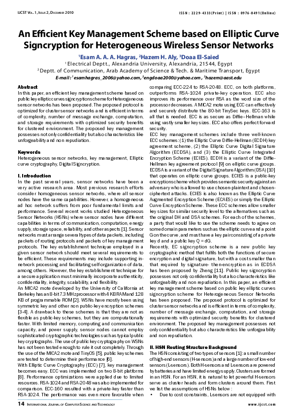 (PDF) Efficient Key Management for Sensor Networks