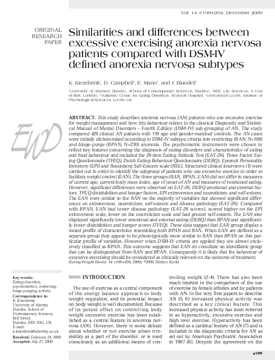 (PDF) Similarities and differences between excessive exercising ...