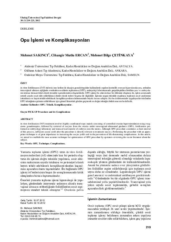 (PDF) Opu İşlemi ve Komplikasyonları
