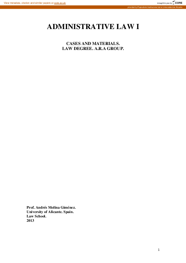 (PDF) Administrative Law I: Cases and Materials