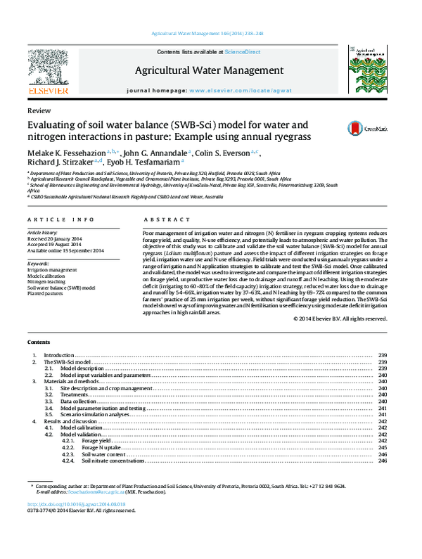 (PDF) Evaluating of soil water balance (SWB-Sci) model for water and ...