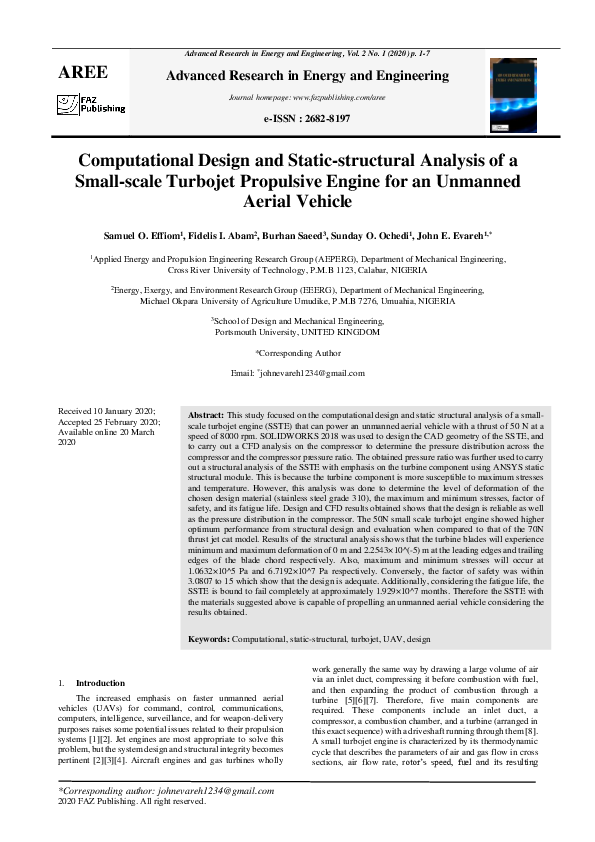 (PDF) Computational design and static-structural analysis of a small-scale turbojet propulsive ...