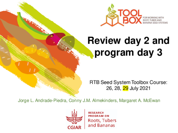 (PDF) Review day 2 and program day 3. RTB Seed System Toolbox Course ...