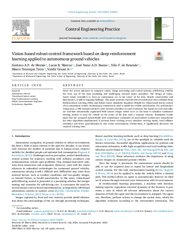 Pdf Vision Based Robust Control Framework Based On Deep Reinforcement