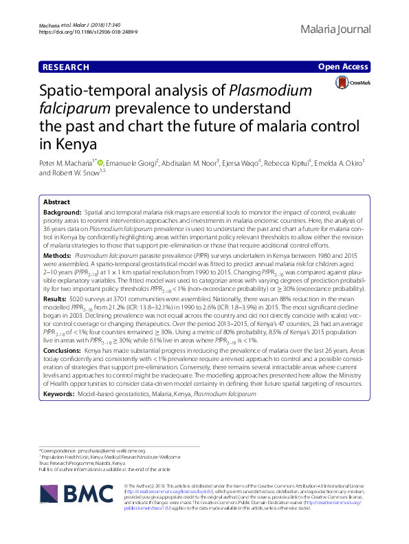 (PDF) Spatio-temporal analysis of Plasmodium falciparum prevalence to ...