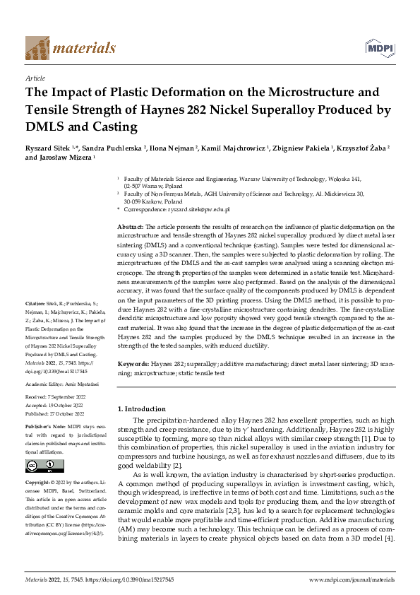 (PDF) The Impact of Plastic Deformation on the Microstructure and ...