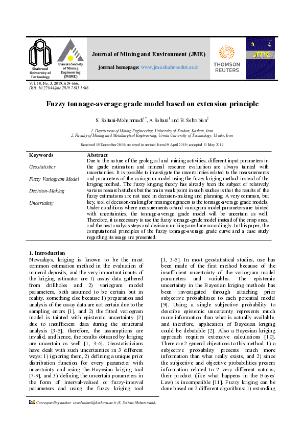 (PDF) Fuzzy tonnage-average grade model based on extension principle