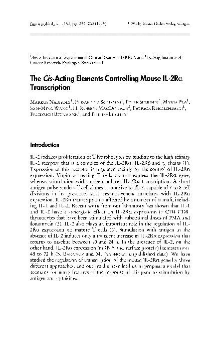 (PDF) The Cis-Acting Elements Controlling Mouse IL-2Rα Transcription