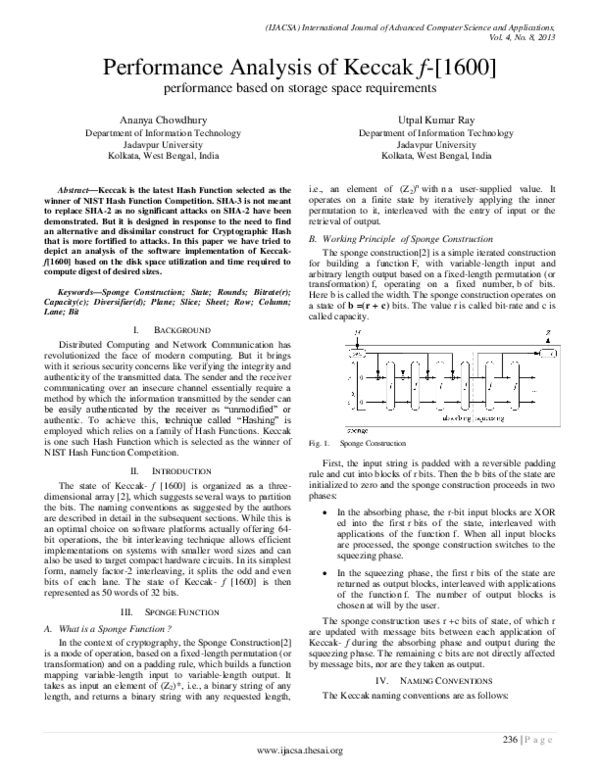 (PDF) Performance Analysis of Keccak f-[1600]