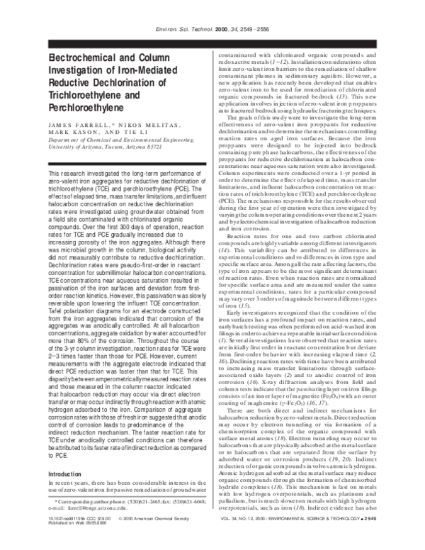 (PDF) Electrochemical and Column Investigation of Iron-Mediated ...